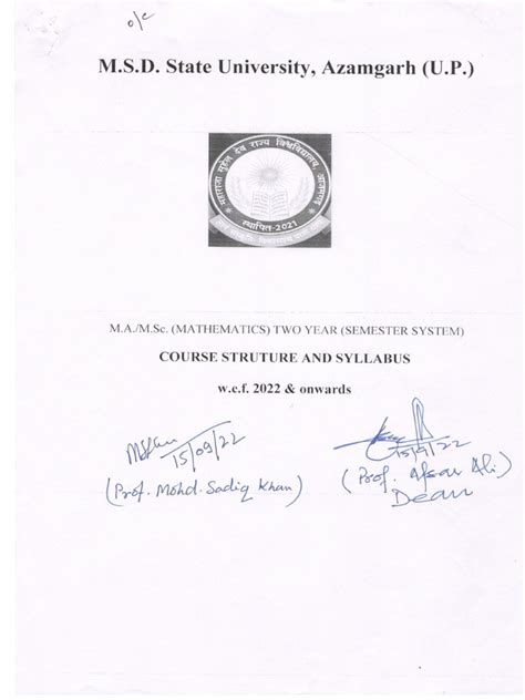 Ma - M.sc. Mathematics Syllabus | PDF