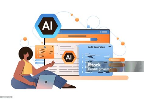 Woman Web Developer Generating Program Code On Laptop Screen Software