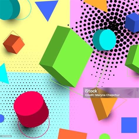 3d 기하학적 수치와 여러 가지 빛깔된의 장식 배경입니다 벡터 일러스트 레이 션 떨어짐에 대한 스톡 벡터 아트 및 기타 이미지 떨어짐 피라미드 건축물 공 스포츠 장비