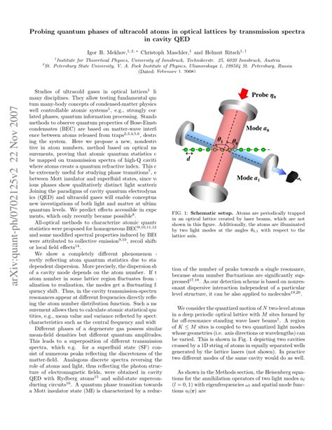 Pdf Probing Quantum Phases Of Ultracold Atoms In Optical Lattices By Transmission Spectra In