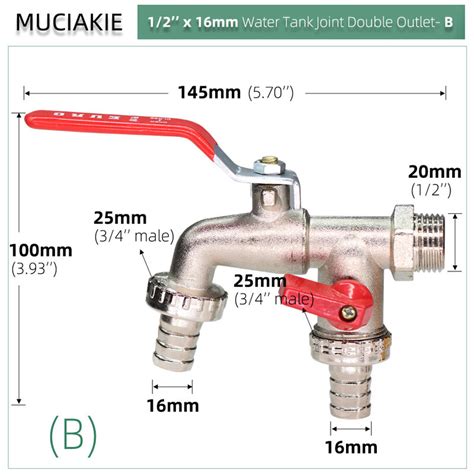 Ibc 물 탱크 커넥터 양방향 일방향 정원 호스 관개 수도꼭지 어댑터 황동 탭 조인트 교체 피팅 볼 밸브 12 인치 정원 용품