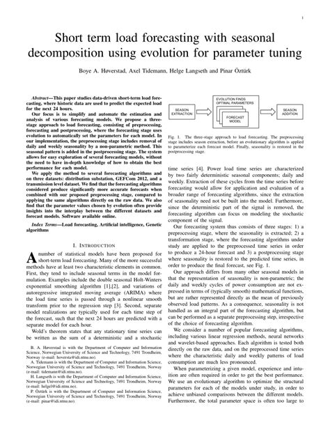 Pdf Short Term Load Forecasting With Seasonal Decomposition Using