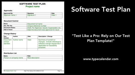 Free Printable Software Test Plan Templates Word Excel Pdf