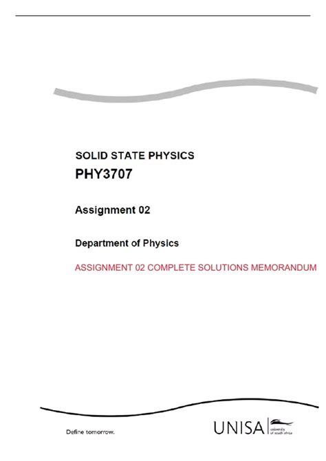 Phy3707 Assignment 2 Complete Solutions Unique Number 666322 Unisa 2024