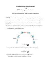 Lab EIGRP Encrypted Authentication Sridhar Docx IFT Advanced Computer Networks Lab
