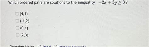Solved Which Ordered Pairs Are Solutions To The Inequality