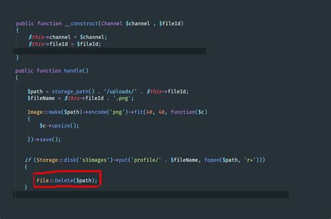 help problem with file delete function in job r laravel