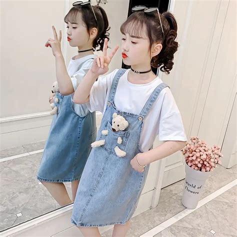 여름 어린이 티셔츠 작업복 청바지 데님 세트 3 4 5 6 8 10 11 세 큰 아이 소녀 아기 옷 점프수트 롬퍼 던거리