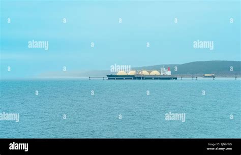 Lng Carrier Ship During Loading At An Liquefied Natural Gas Offshore