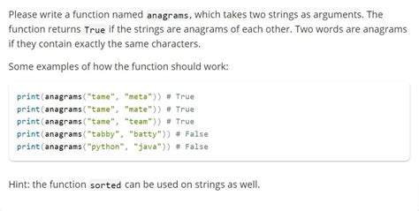 Answered Please Write A Function Named Anagrams Bartleby