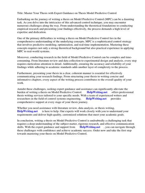 thesis model predictive control pdf sensitivity and specificity