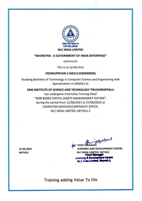 Vishnupriyan S On Linkedin Internship Digitalassetmanagement Nlcindialimited Webdam…