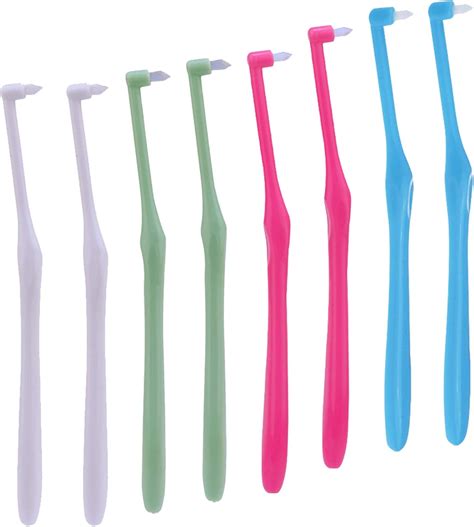 Lanzn 8 Pcs Interspace Toothbrush Soft Single Tufted Toothbrush With
