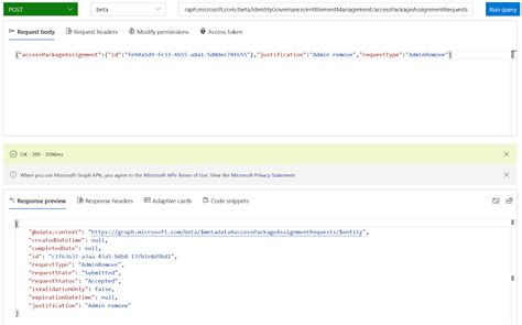 how to remove azure access package user assignments using graph api