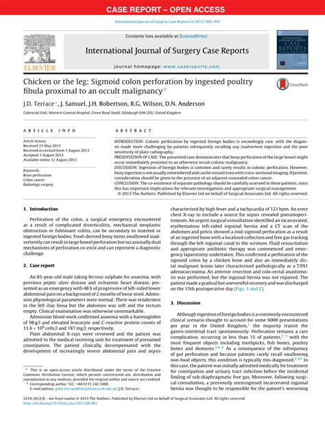 Pdf Chicken Or The Leg Sigmoid Colon Perforation By Ingested Poultry Fibula Proximal To An