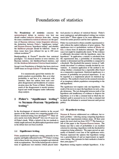 Foundations Of Statistics Download Free Pdf Statistical Hypothesis Testing Statistical