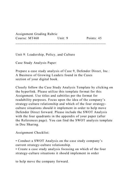 Assignment Grading Rubric Course Mt460 Unidocx