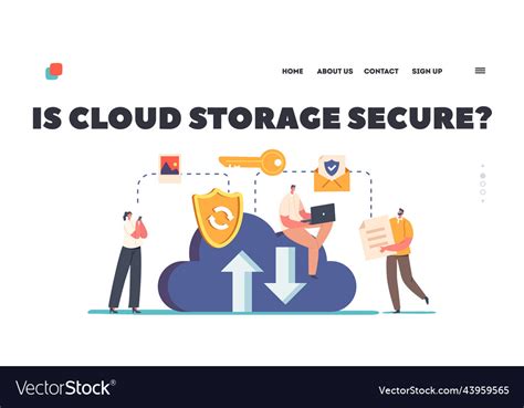 secure cloud storage landing page template people vector image