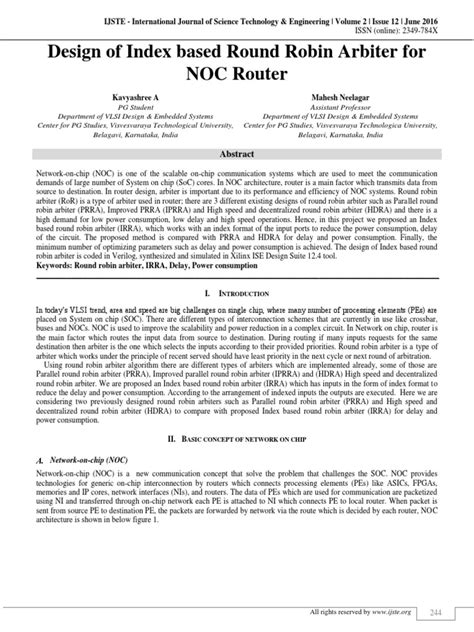 design of index based round robin arbiter for noc router pdf system