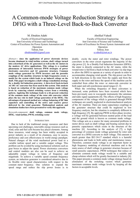 pdf a common mode voltage reduction strategy for a dfig with a three
