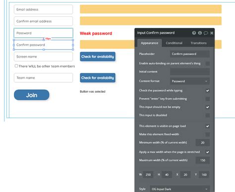 i wish to display an alert when the password and the confirm password