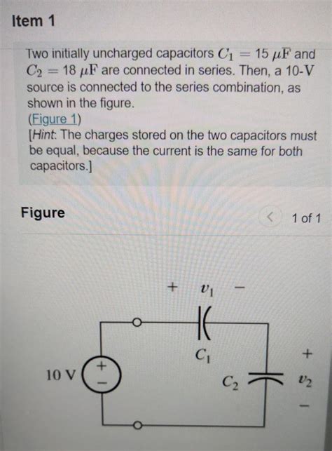 Solved Item Two Initially Uncharged Capacitors C PF Chegg