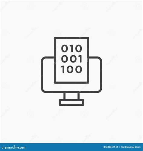 Binary Codeline In Thin Line Black Color Flat Simple Vector Symbols
