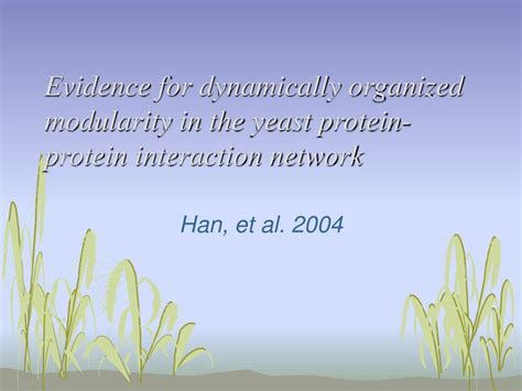 Ppt Evidence For Dynamically Organized Modularity In The Yeast Protein Protein Interaction