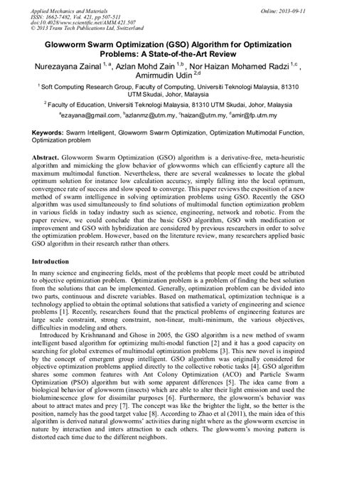 glowworm swarm optimization gso algorithm for optimization problems a state of the art review