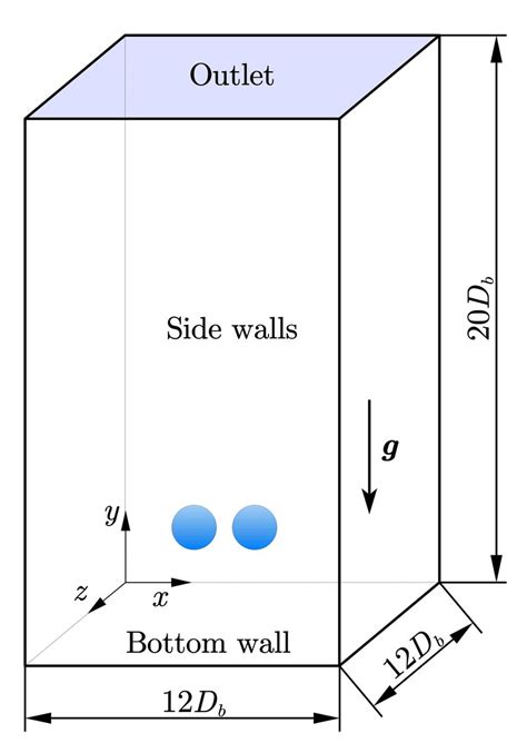 sketch of the computational domain for the simulations of a pair of