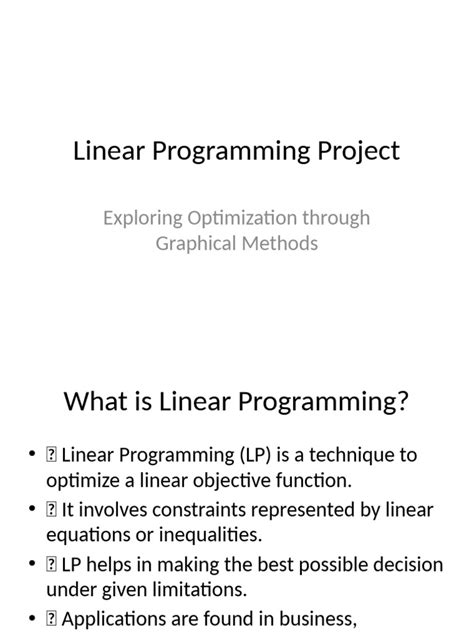 Linear Programming Project Ppt Improved Pdf Mathematical