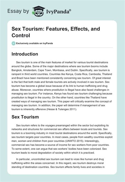 Sex Tourism Features Effects And Control 2228 Words Essay Example