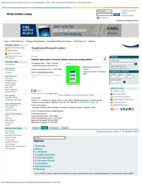 Pdf Satellite Observation Of Internal Solitary Waves Converting Polarity