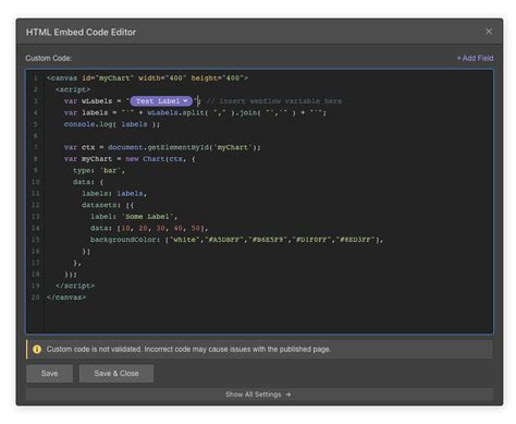 Using Cms Plain Text Field With Chartjs Custom Code Forum Webflow