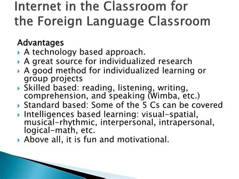 Ppt Integrating Technology In The Foreign Language Classroom Powerpoint Presentation Id