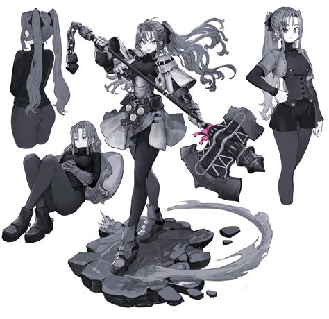Jun Navigavi Arknights Original Highres 1girl Ass Axe Buckle