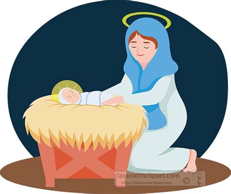 Christian Clipart Clipart Mary With Baby Jesus In Manger Christmas