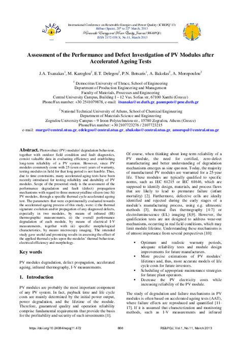 Pdf Assessment Of The Performance And Defect Investigation Of Pv