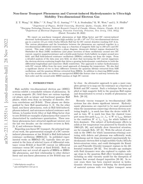 Pdf Non Linear Transport Phenomena And Current Induced Hydrodynamics