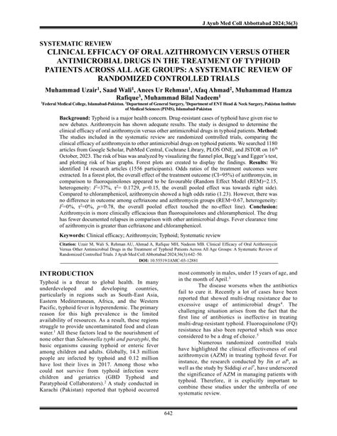 Pdf Clinical Efficacy Of Oral Azithromycin Versus Other Antimicrobial