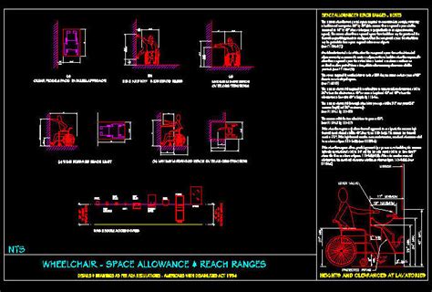 CAD Architect Cad Drawing Ada Wheelchair Space Allowance Reach Ranges