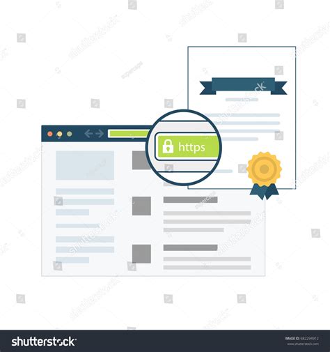 Vector Flat Illustration Browser Ssl Certificate Stock Vector Royalty Free 682294912