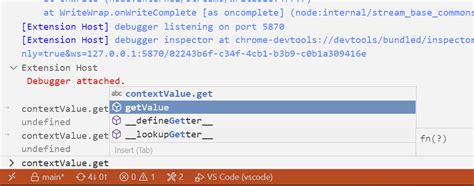 debug console accepting a suggestion with enter submits the entire