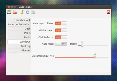 unsettings tool to disable global menu overlay scrollbars and tweak