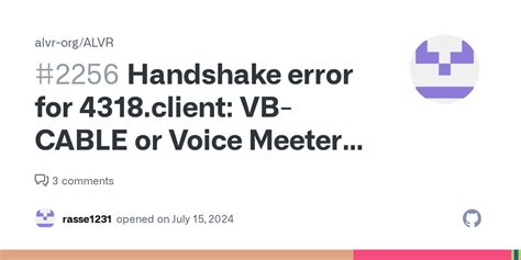 Handshake Error For 4318client Vb Cable Or Voice Meeter Not Found Please Install Or Reinstall