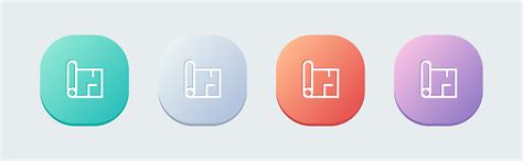 Blueprint Line Icon In Flat Design Style Draft Signs Illustration