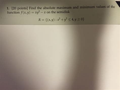 Solved Find The Absolute Maximum And Minimum Values Of The