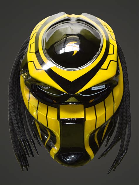 Yellow Predator Helmet Street Fighter Biker Dot Approved ...