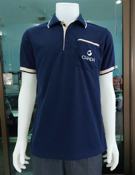 เสื้อโปโลสีกรม แขนจั้ม เนื้อผ้า Tk มีกระเป๋าอกปักอกซ้ายและด้านหลัง