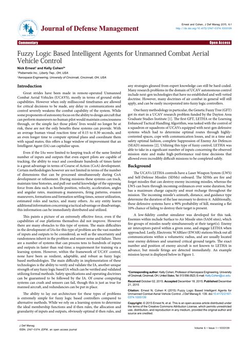 Pdf Fuzzy Logic Based Intelligent Agents For Unmanned Combat Aerial